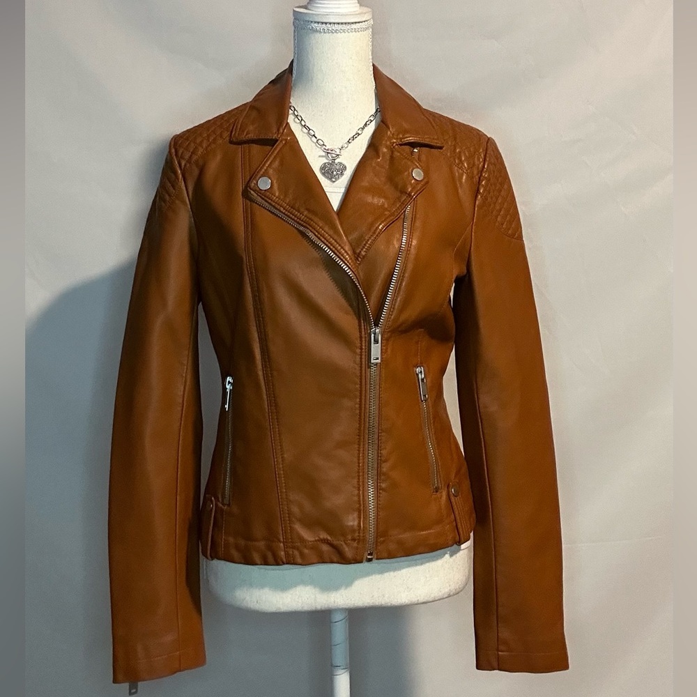 Beautiful Faux Leather Motto Jacket - Gem